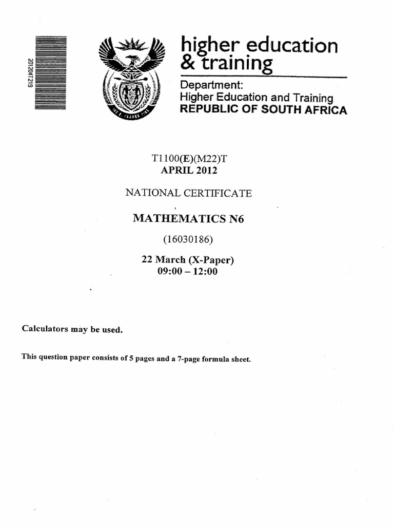Mathematics N6 Mar 12 PDF | PDF