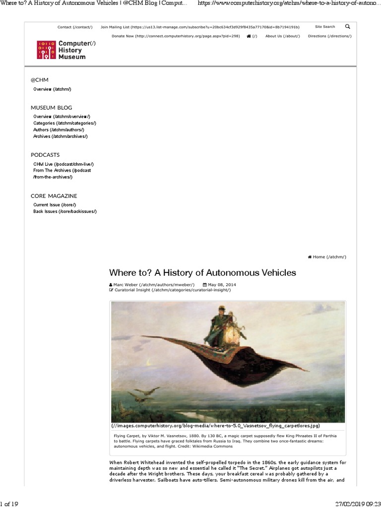 A History of Autonomous Vehicles | PDF | Rover (Space Exploration ...