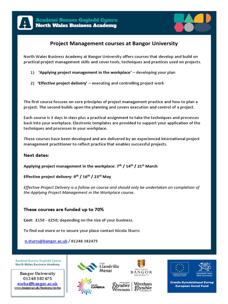Project Management Courses at Bangor University | PDF | Career & Growth ...