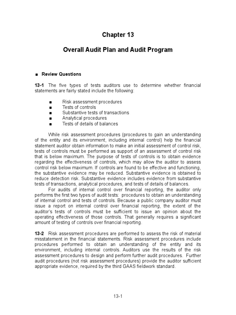 Kunci Jawaban Arens Chapter 13 | PDF | Internal Control | Audit