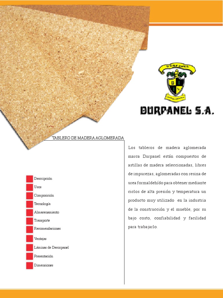Durpanel: Tableros de Madera Aglomerada | PDF | Madera | Materiales