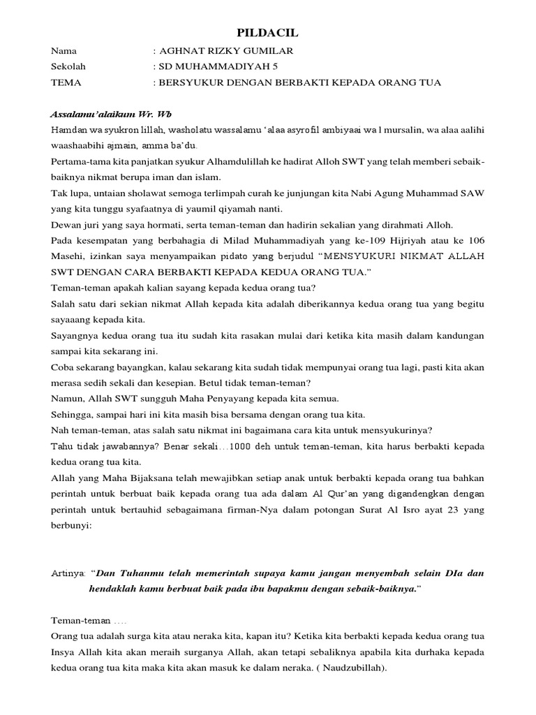 Teks Pildacil Aghnat Bersyukur PCM | PDF
