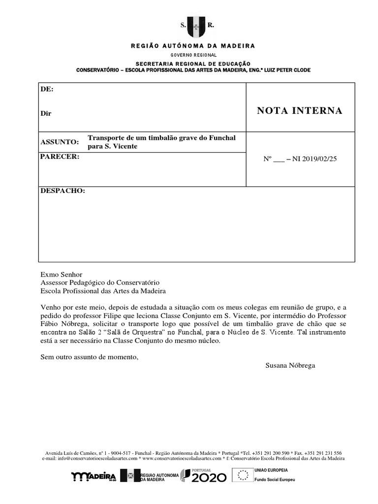 Modelo Nota Interna Susana | PDF