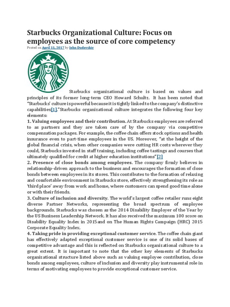 Starbucks Organizational Culture: Focus On Employees As The Source of ...