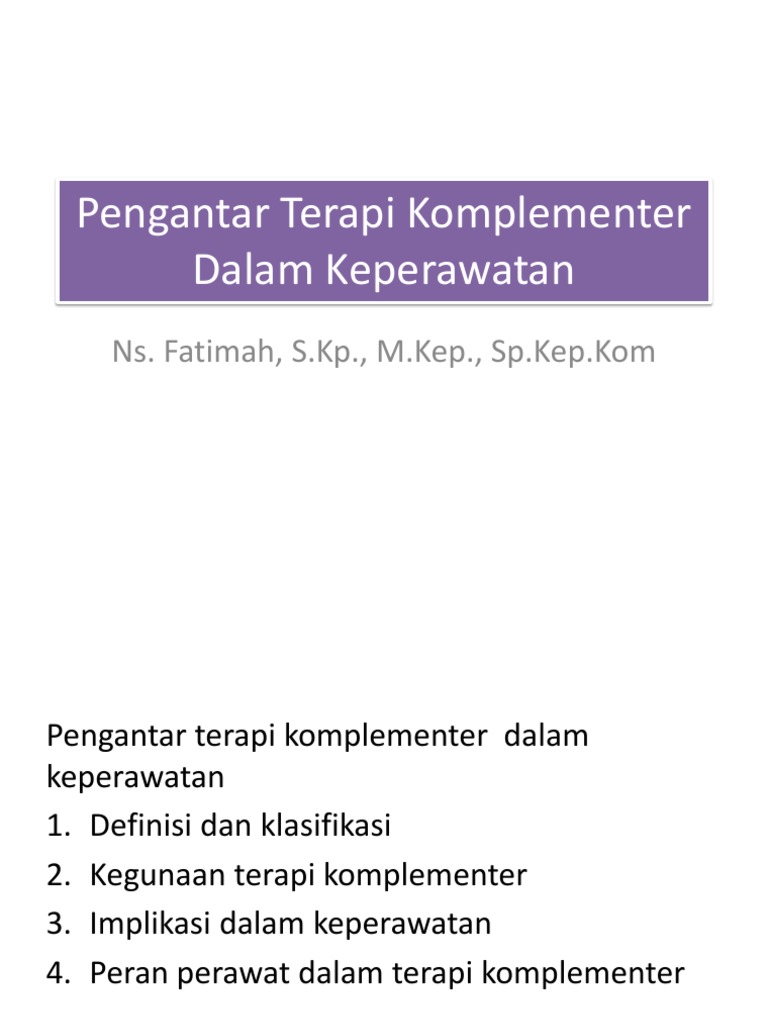Pengantar Terapi Komplementer Dalam Keperawatan | PDF