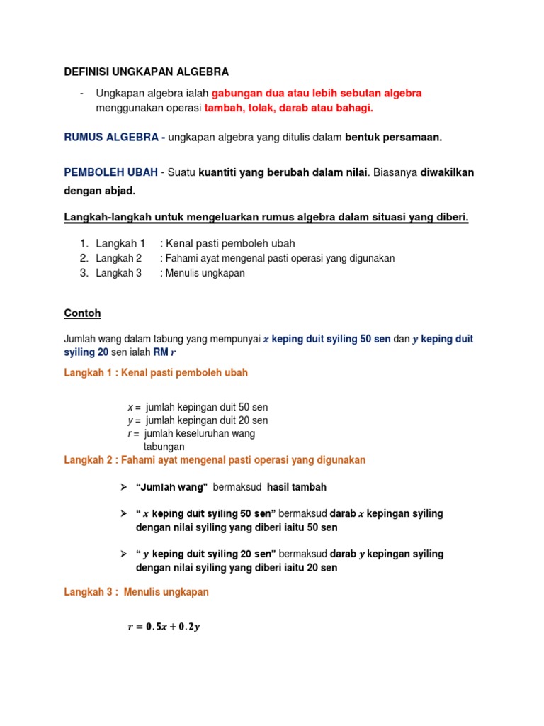 Nota Rumus Algebra | PDF