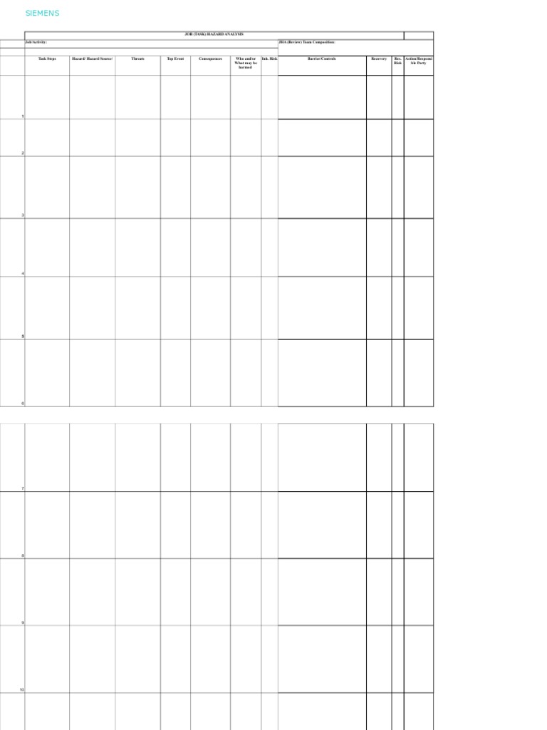 Job (Task) Hazard Analysis Job/Activity: JHA (Review) Team Composition ...