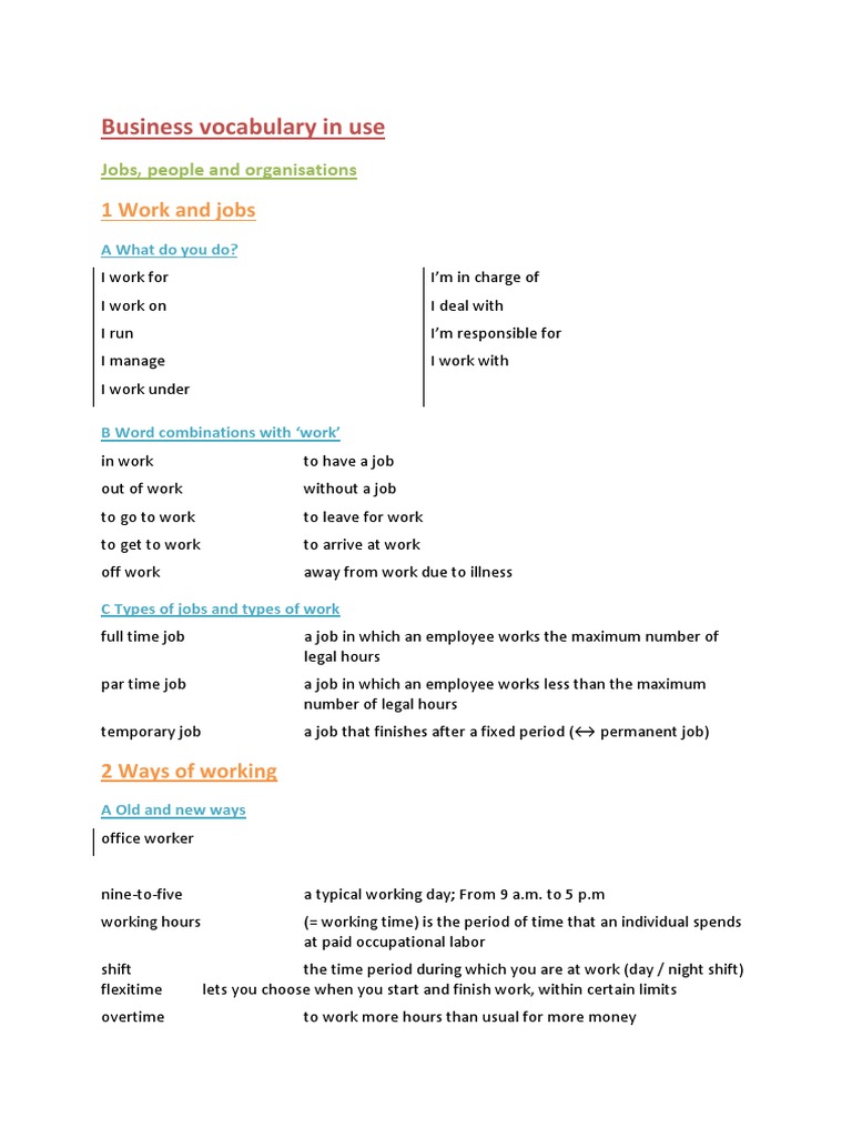 Busines Vocabulary | PDF | Employee Benefits | Employment