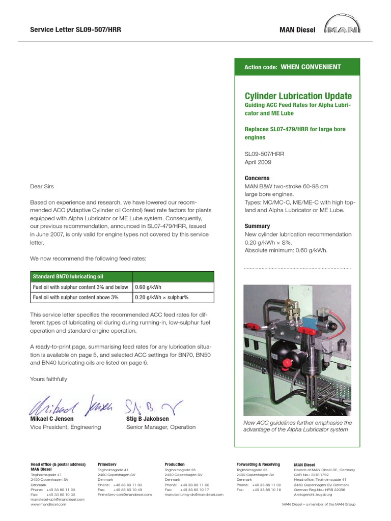 ACC Feed Rate Guidelines for Alpha Lubricator | PDF | Cylinder (Engine ...