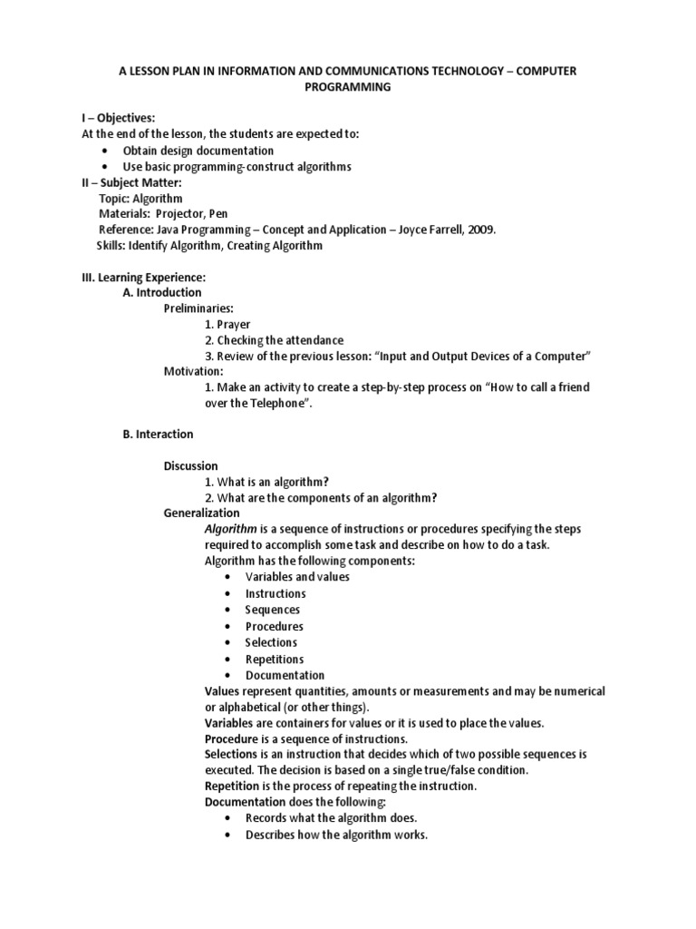 Algorithm Is A Sequence of Instructions or Procedures Specifying The ...