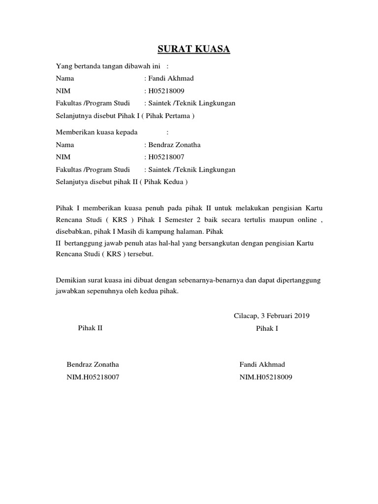 Surat Kuasa Krs | PDF