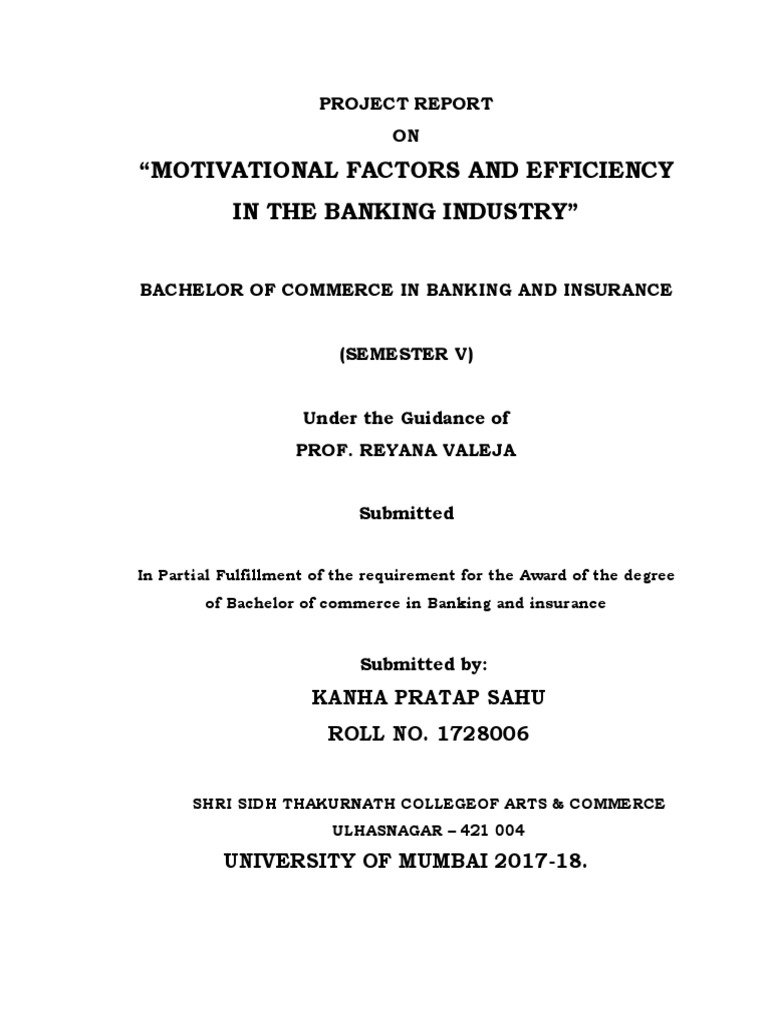 Motivational Factors and Efficiency in The Banking Industry | PDF ...