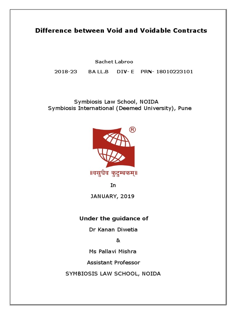 Difference Between Void and Voidable Contracts | PDF | Void (Law ...