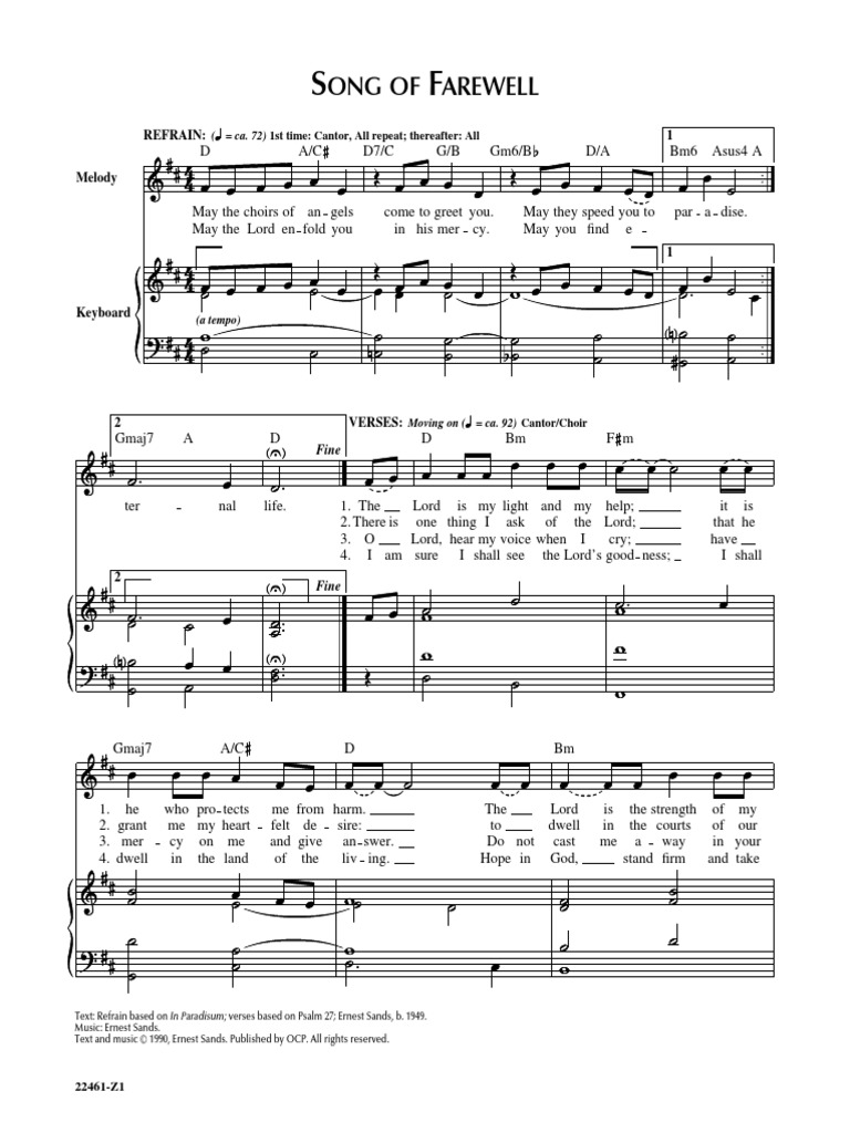 Song of Farewell | PDF | Musicology | Musical Compositions