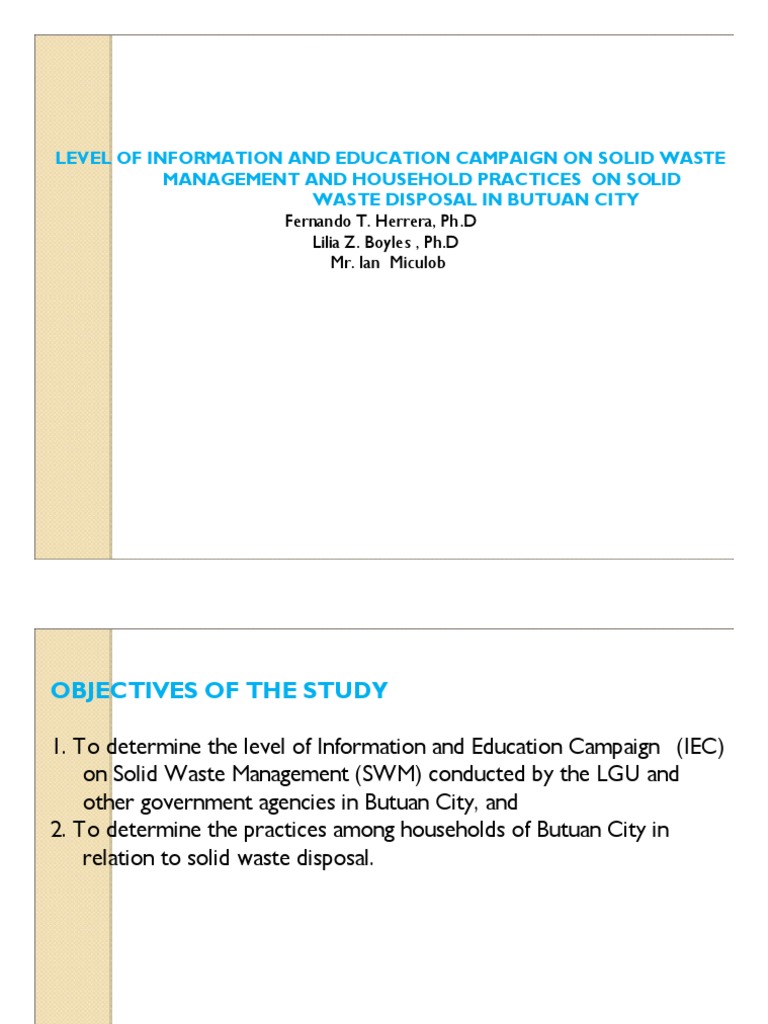 Solid Waste Management and Household Practices in Butuan City | PDF ...