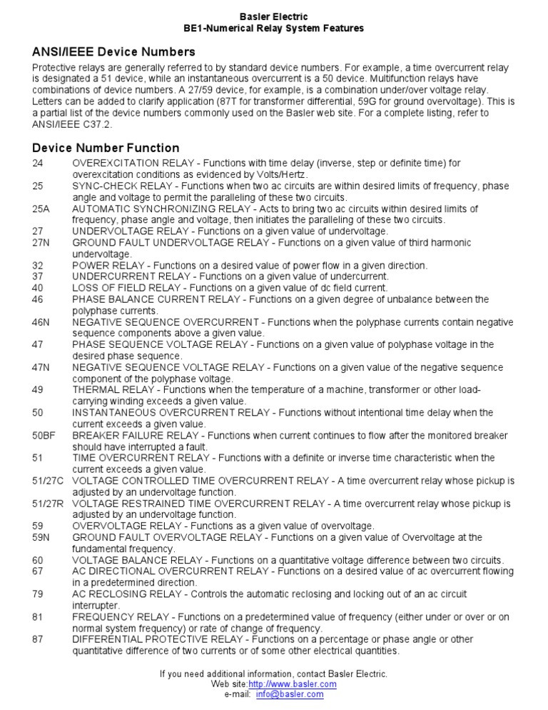 ANSI Functions Relay | PDF | Relay | Alternating Current