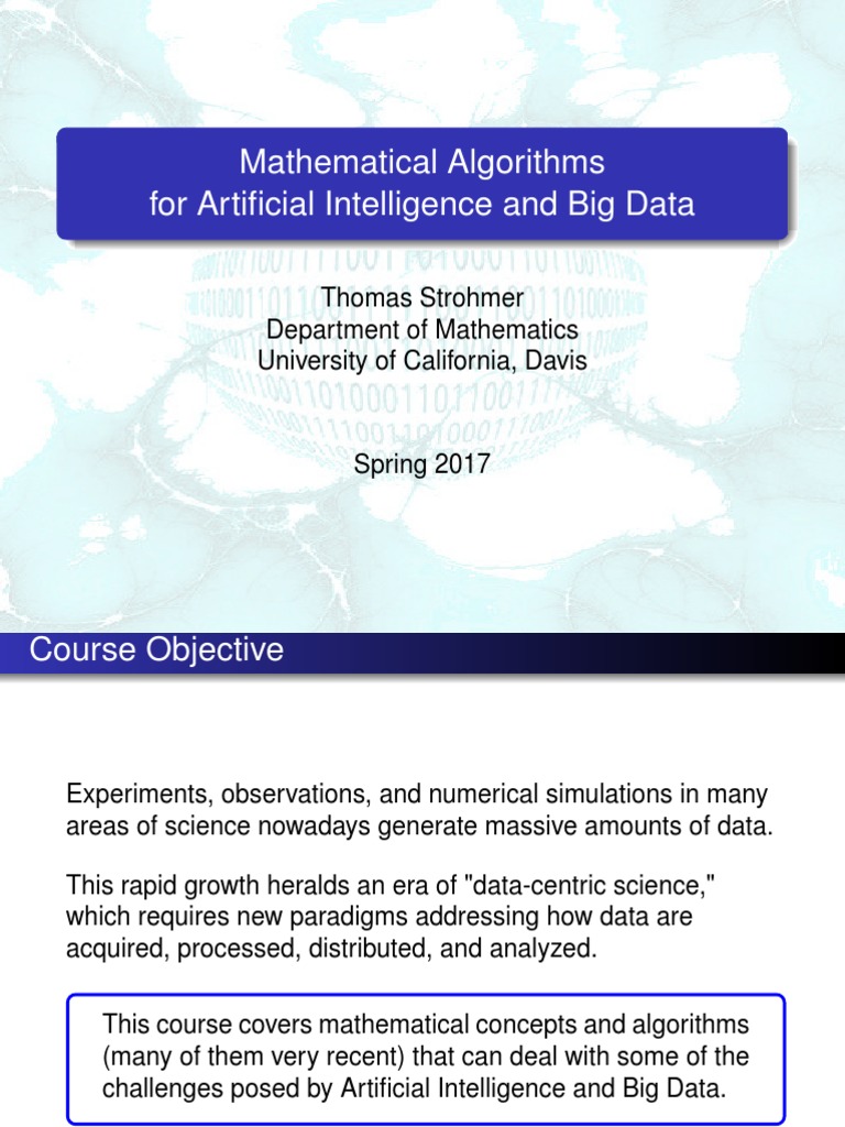 Mathematical Algorithms For Artificial Intelligence and Big Data | PDF ...