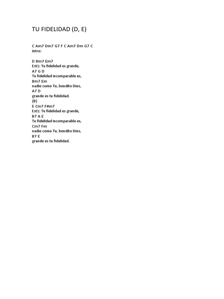 Acordes Tu Fidelidad | PDF