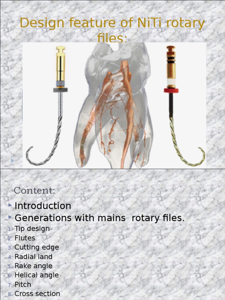 Design Feature of NiTi Rotary Files | PDF | Angle | Helix