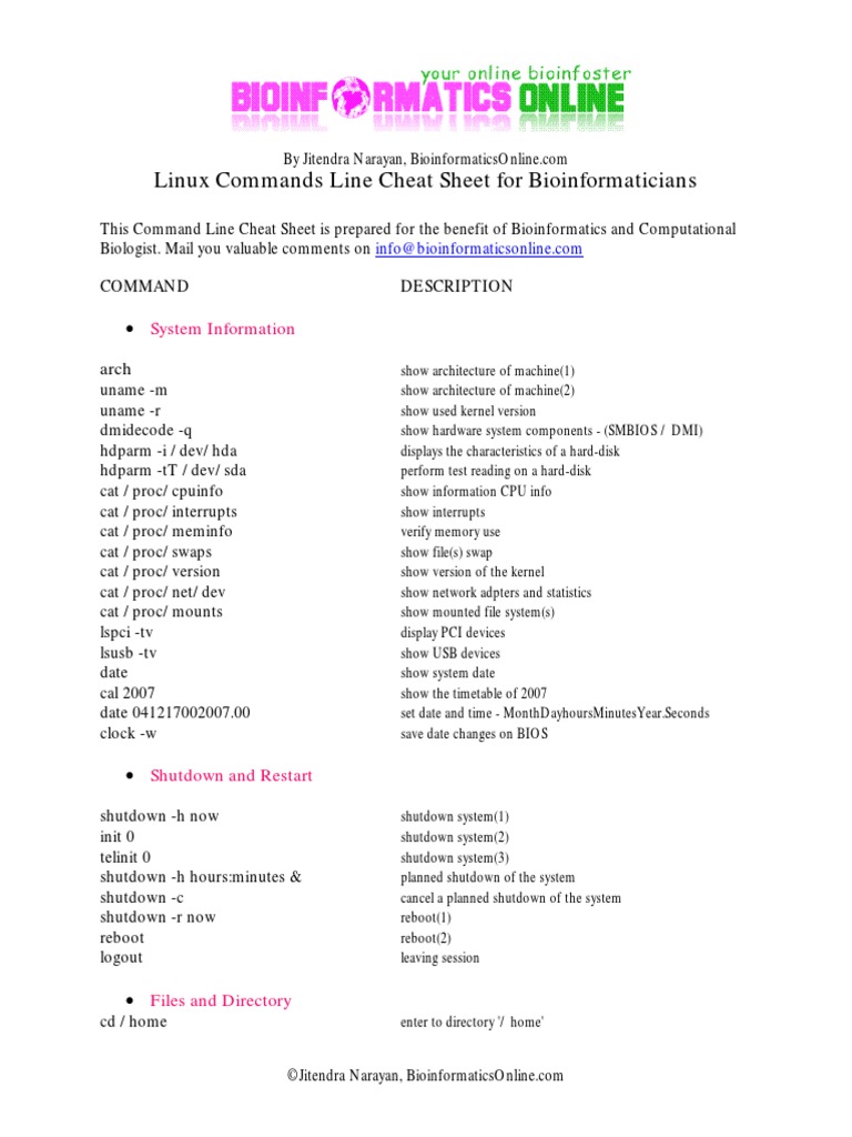Linuxcheatsheet Pdf Pdf Computer Architecture Unix