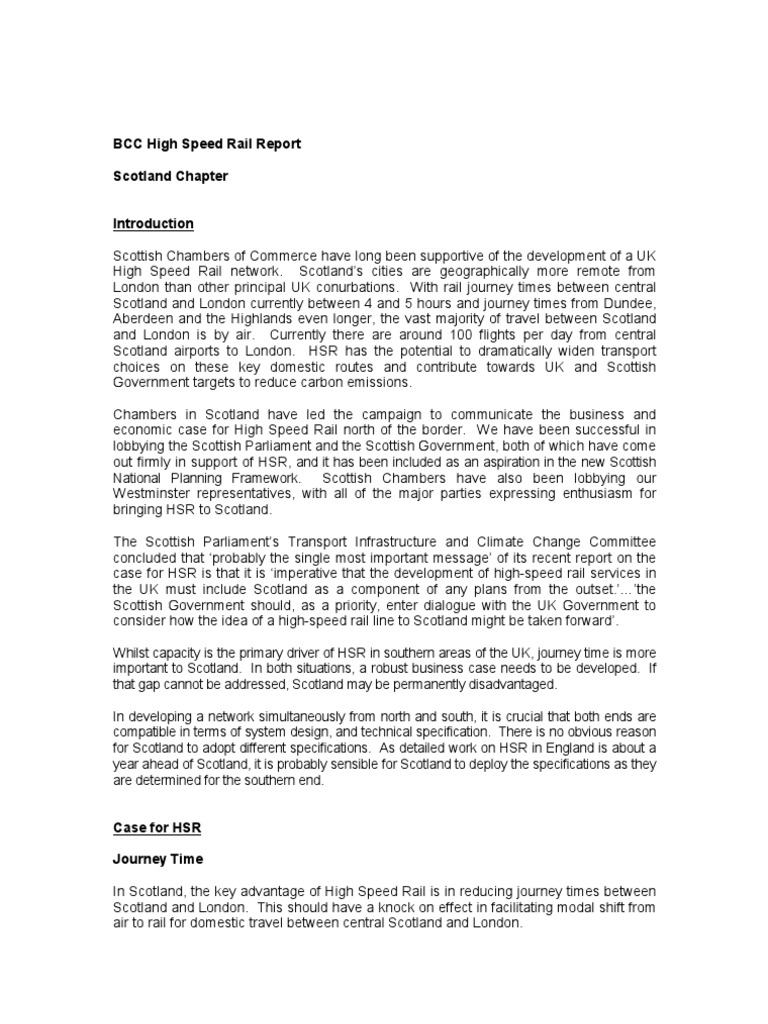 High Speed Rail Report Scotland | PDF | High Speed Rail | Scotland