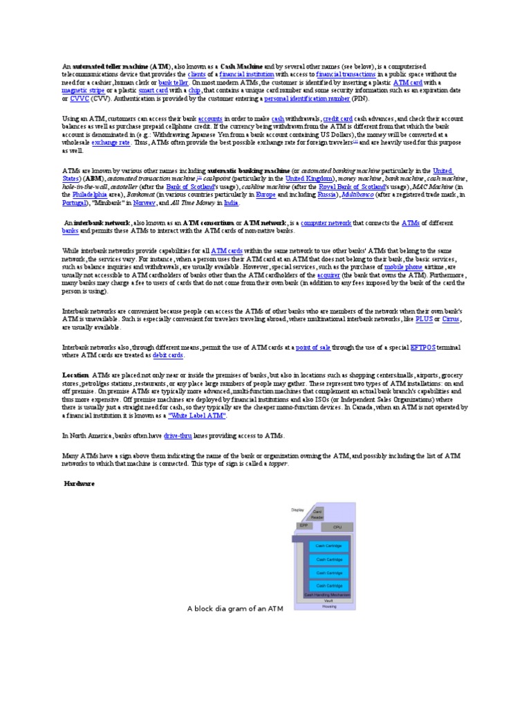 An Automated Teller Machine | PDF | Automated Teller Machine | Networking