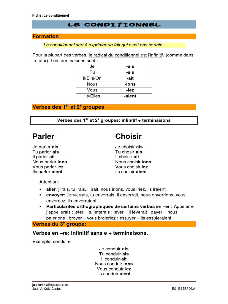Fiche Conditionnel PDF | PDF | Verbe | Unités sémantiques