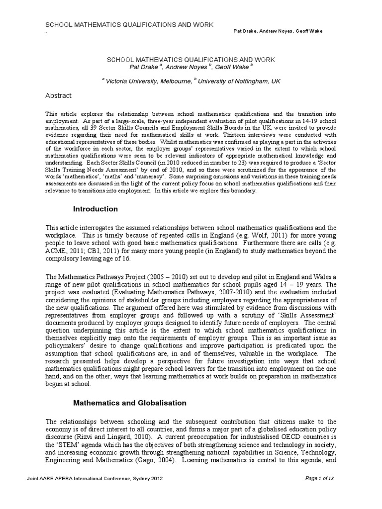 Globalisation and Maths | PDF | Apprenticeship | Gce Advanced Level ...