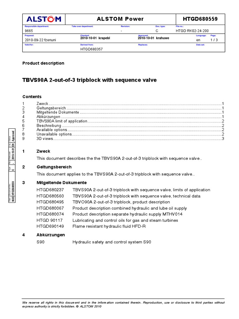 HTGD680559 - 2oo3 Trip Block With Sequencer - TBVS90A | PDF | Valve | Pump