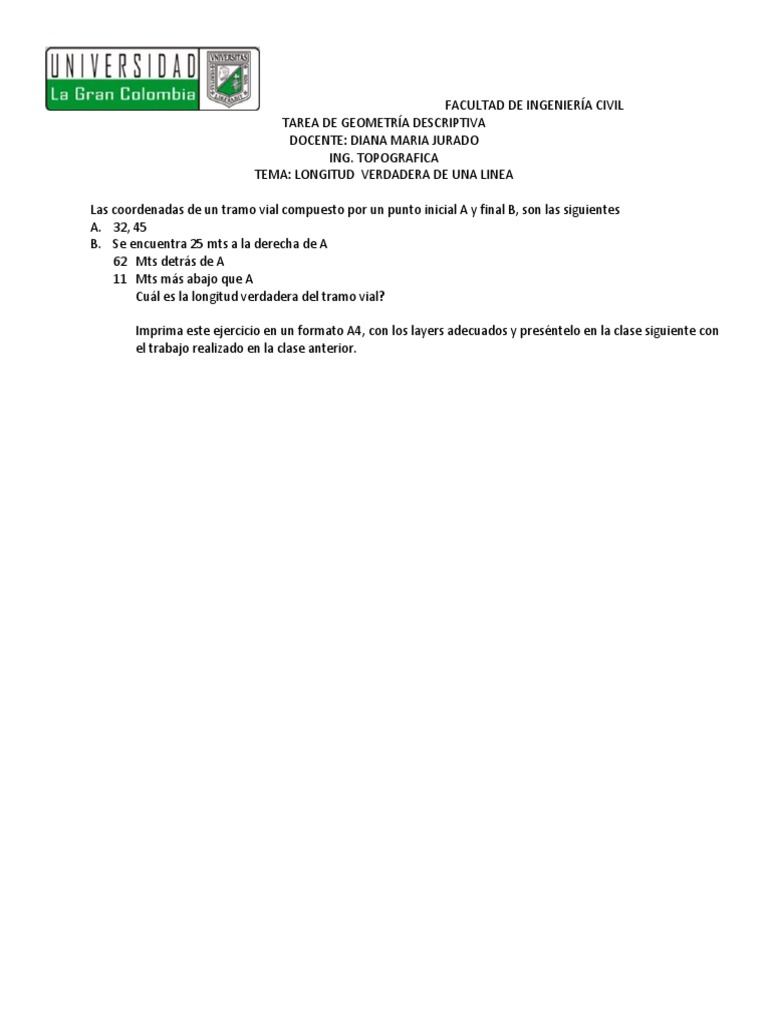 Longitud Verdadera de una Línea Vial | PDF | Ciencia y matemáticas