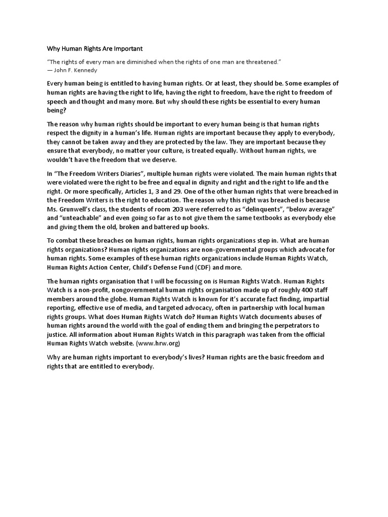 Human Rights Essay | PDF | Human Rights Watch | Human Rights