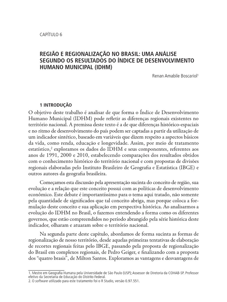 Texto 1 GRB Regionalizações e IDHM | PDF | Brasil | Desenvolvimento ...