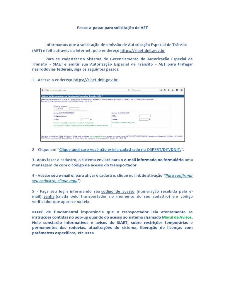 Passo-A-Passo Emissão de AET PDF | PDF | Tráfego | Computação e ...
