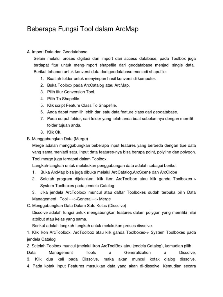 Beberapa Fungsi Tool Dalam ArcMap | PDF