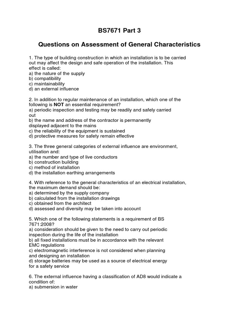 BS7671-Part 3 | PDF | Electrical Wiring | Electromagnetic Compatibility