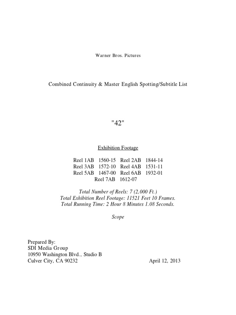 Combined Continuity & Master English Spotting/Subtitle List | PDF | Jim ...