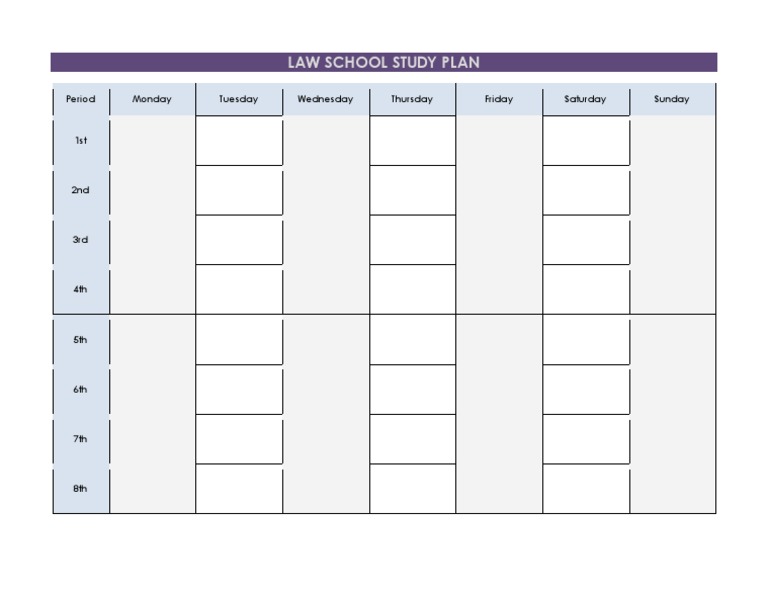 Law School Weekly Study Schedule | PDF