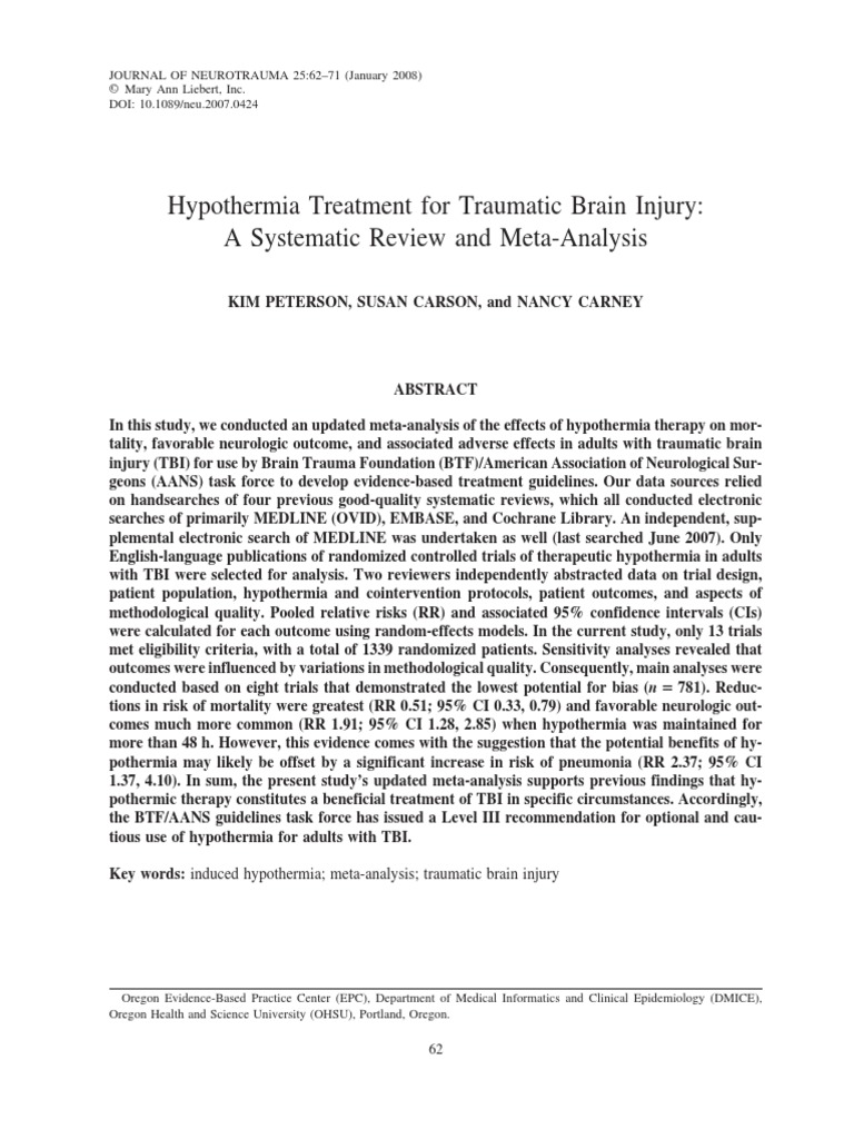 Peterson 2008 | PDF | Traumatic Brain Injury | Evidence Based Medicine