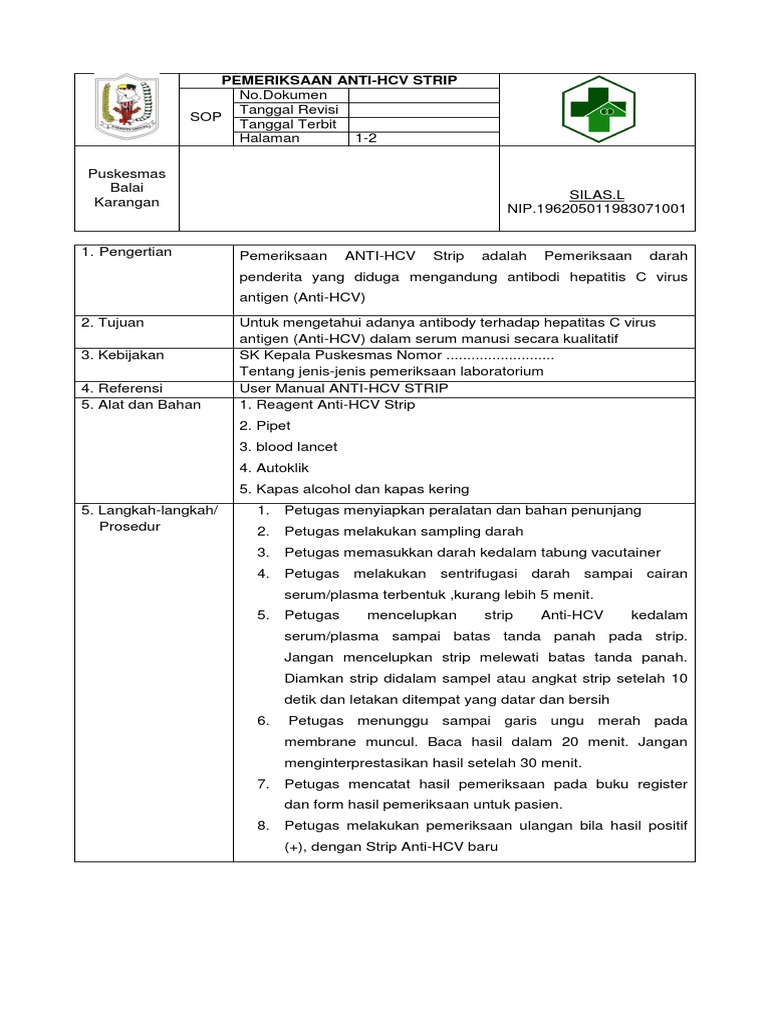 Sop Anti HCV Strip | PDF