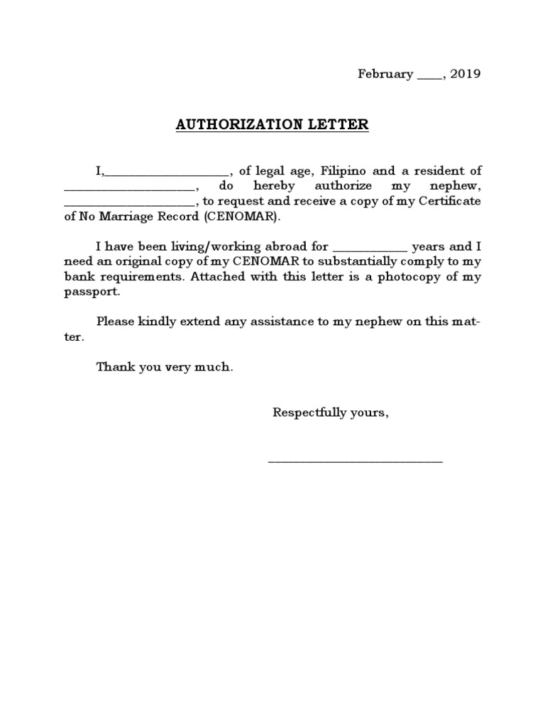 Authorization Letter-SAMPLE | PDF