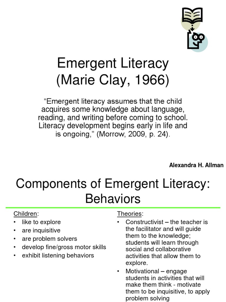 Emergent Literacy Marie Clay 1966 Alexandra H Allman Pdf