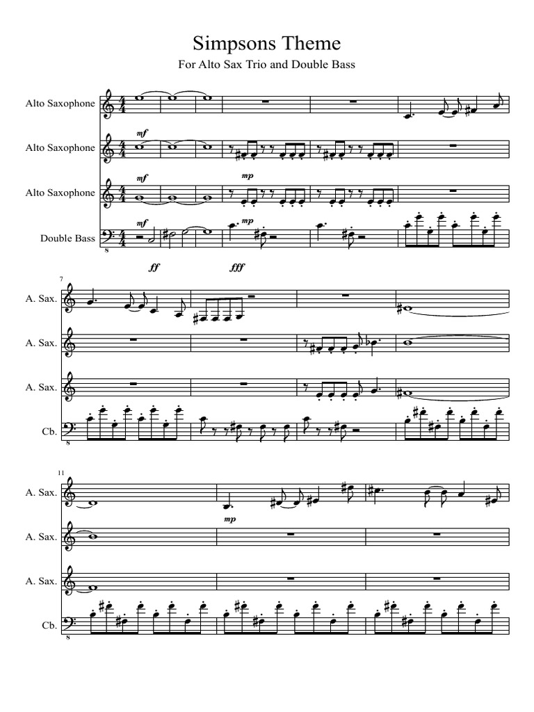 Simpsons Trio for Sax & Bass | PDF | Saxophone | Sound Production