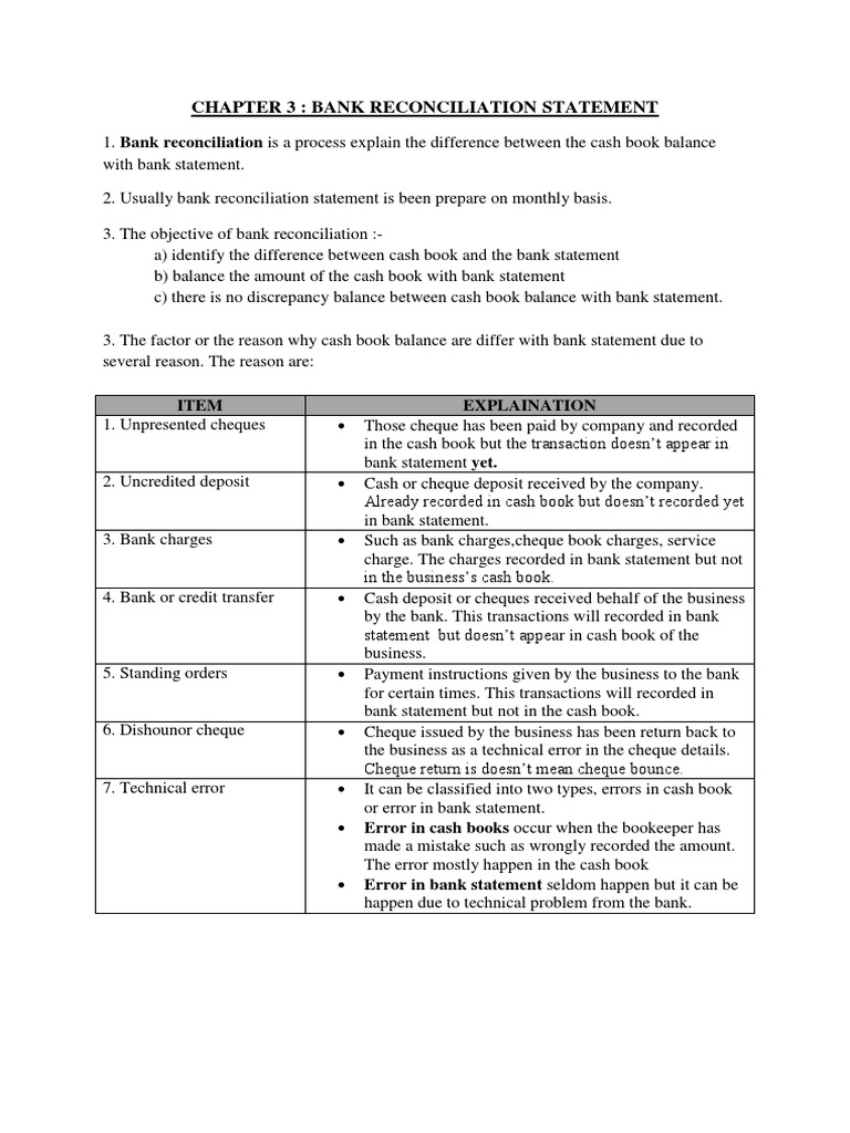 Chapter 3 Bank Reconciliation Pdf Cheque Financial Transaction