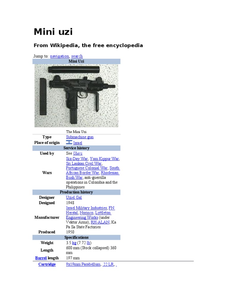 Mini Uzi | PDF | Weapon Design | Firearms