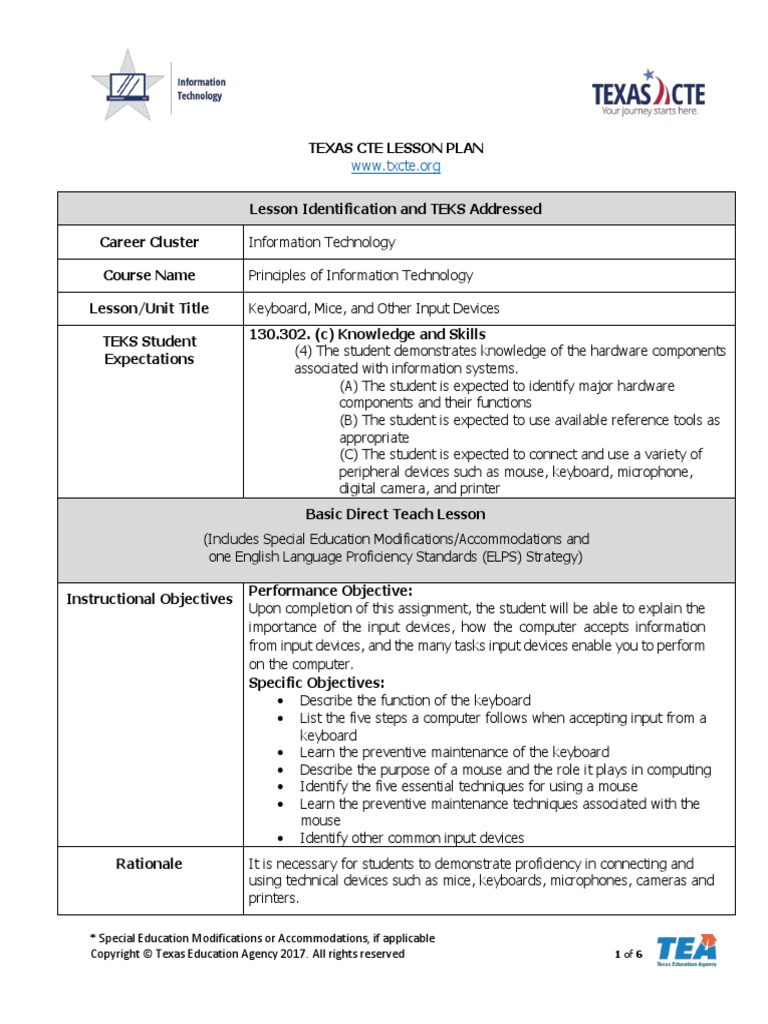 Lesson Plan Keyboards, Mice, and Other Input Devices - 0 | Download ...