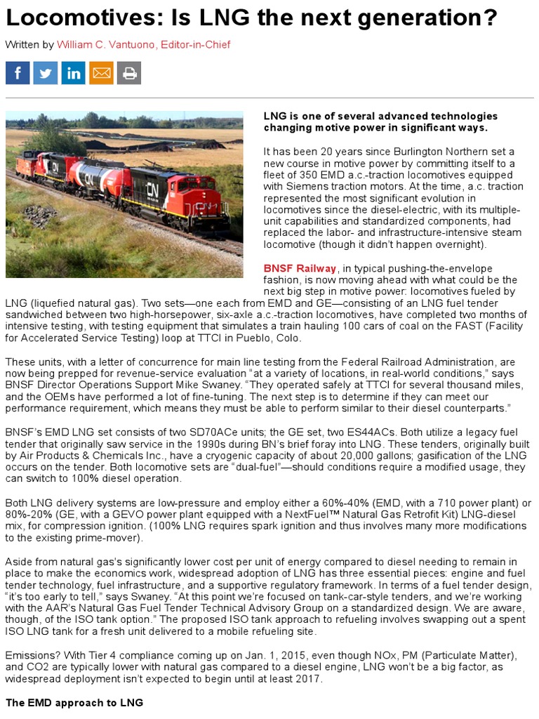 Locomotives - Is LNG The Next Generation - Railway Age | PDF | Diesel ...