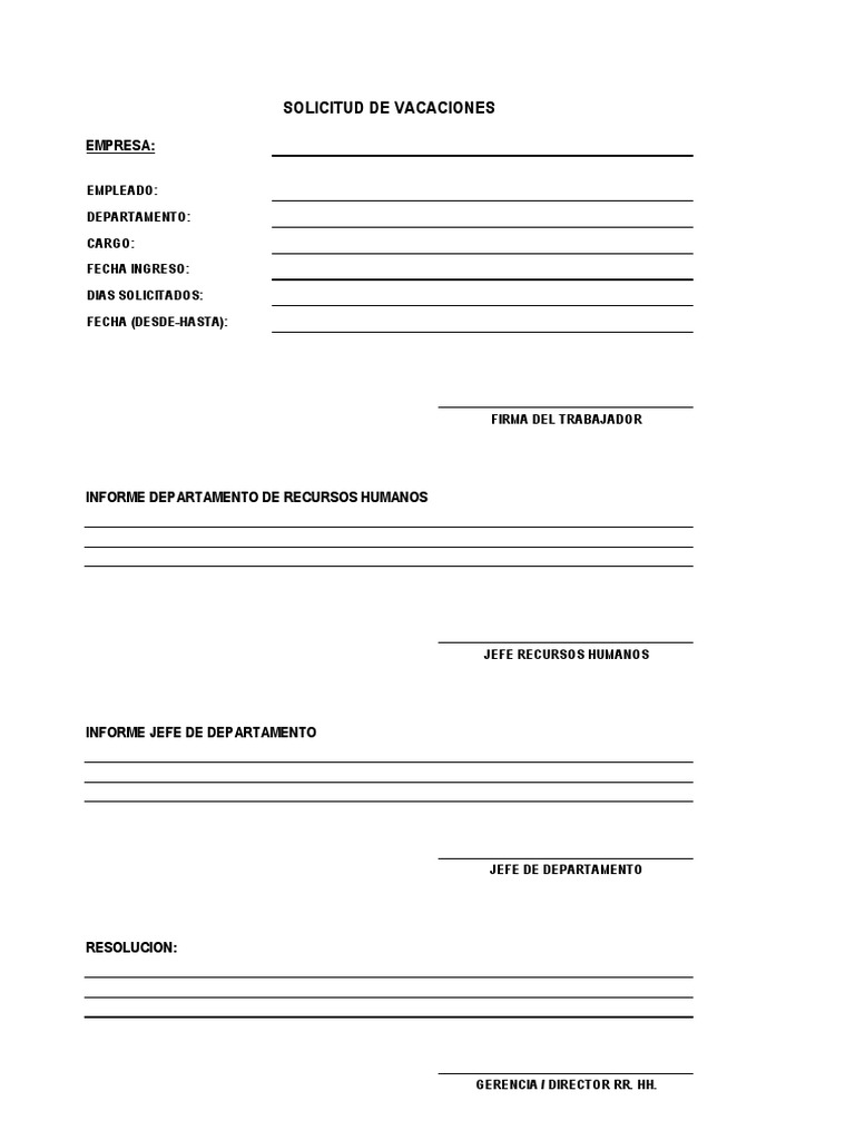 Formato Vacaciones PDF | PDF
