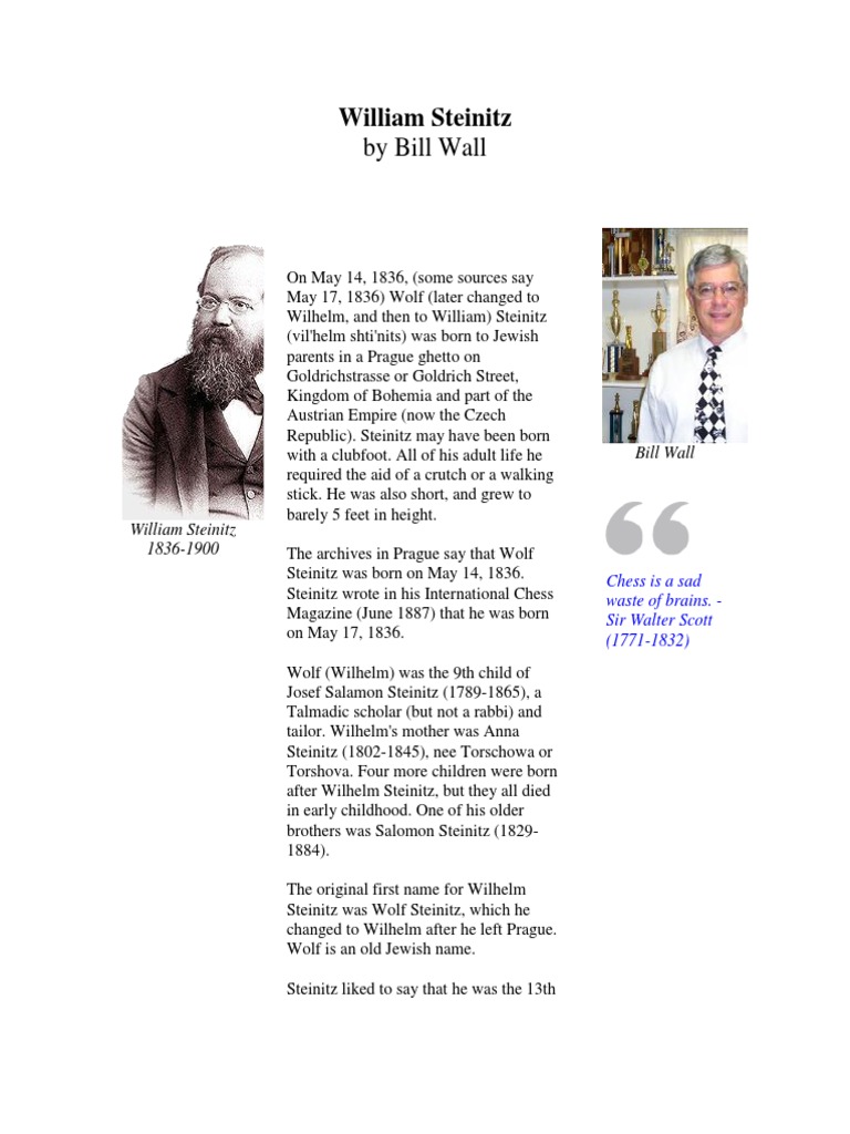 William Steinitz | PDF | World Chess Championships | Abstract Strategy ...