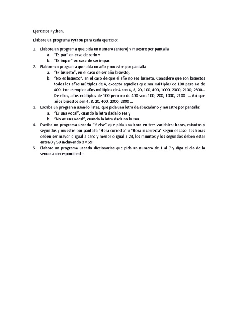 Ejercicios Python | PDF