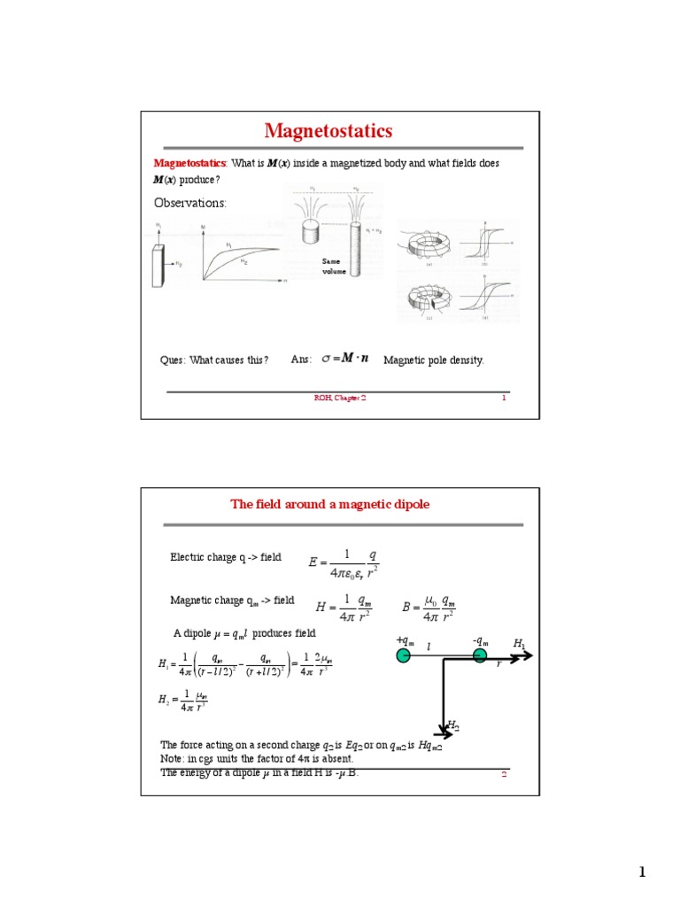 Magnetostatics: Fields and Demagnetizing Factors | PDF ...